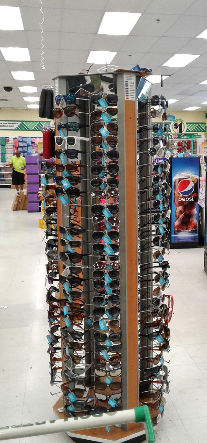 A rotating tower of fashion possibilities where Hollywood glamour meets practical sun protection. Who knew style could be so affordable?