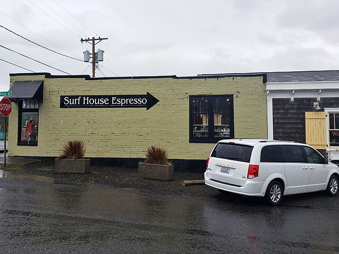 Surf House Espresso's cheerful yellow facade brightens even the grayest Washington morning&mdash;proof that good coffee and coastal charm can peacefully coexist.