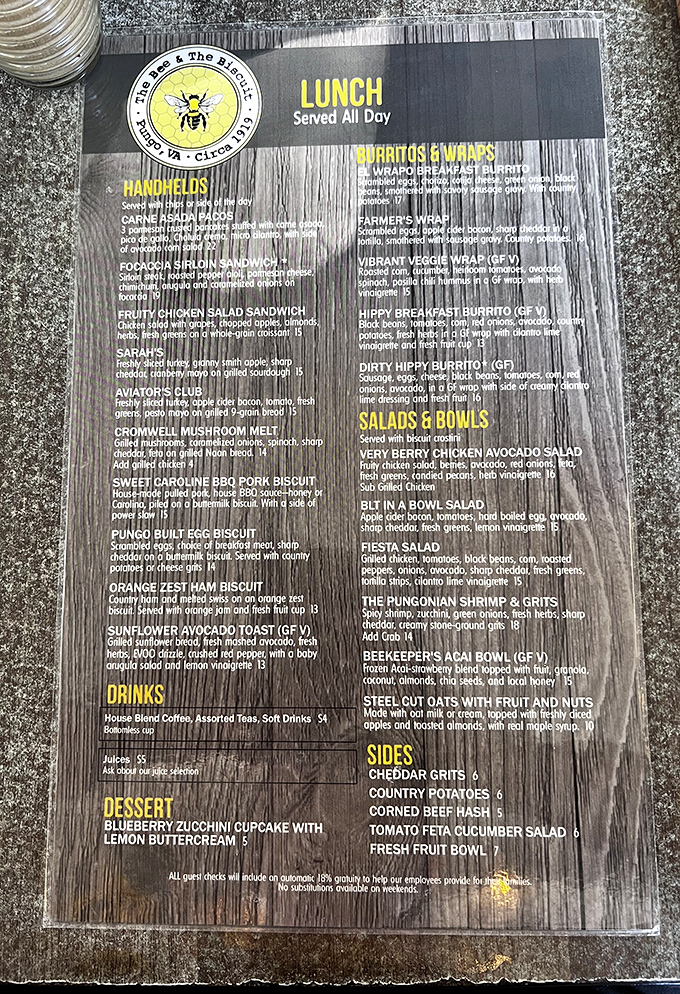 The menu reads like a love letter to comfort food. Notice how your eyes immediately darted to "cinnamon roll" despite all those other temptations?