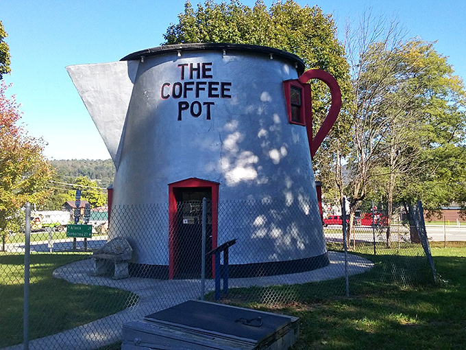 The Coffee Pot stands as Bedford's quirkiest landmark&mdash;proof that sometimes the best roadside attractions are literally shaped like everyday objects.