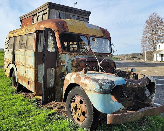 Rust never sleeps on this abandoned ambulance. Once a chariot of mercy, now a decaying time capsule slowly returning to the earth.