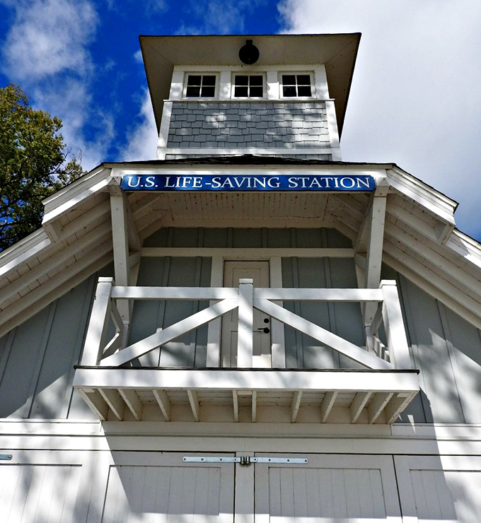 The U.S. Life-Saving Station stands as a charming reminder that before Coast Guard helicopters, brave souls rowed into storms to rescue the shipwrecked.
