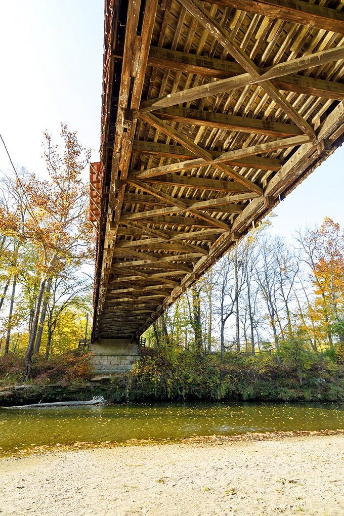 Looking up at the underside reveals the geometric genius of 1913 craftsmanship. Who needs modern CAD software when you've got old-school know-how?