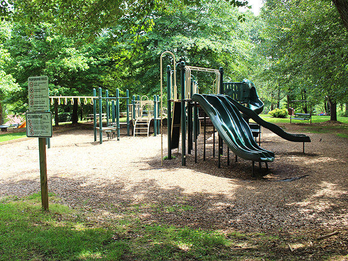 When even the playground equipment respects the Alpine aesthetic, you know this town takes its theme seriously.