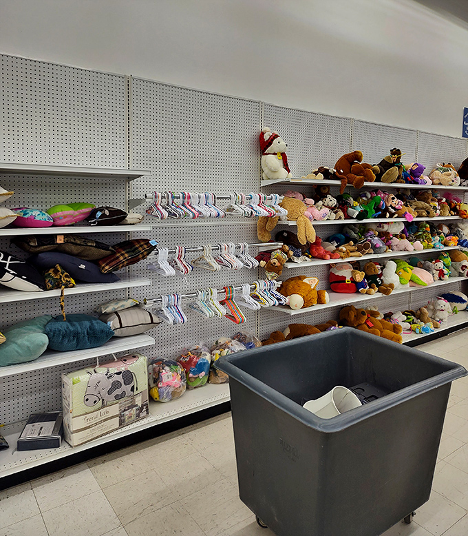 Teddy bears and toys create their own neighborhood, waiting patiently for new families to adopt. 