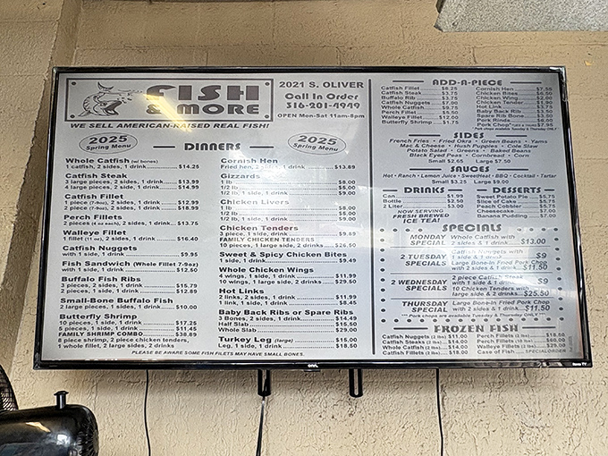 The full menu reveals an impressive array of options. In the seafood Olympics, Fish And More is competing for every medal.