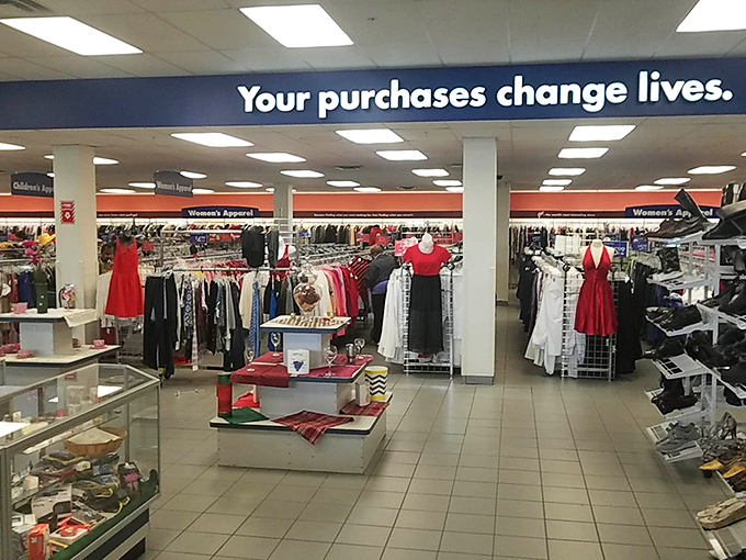 "Your purchases change lives" isn't just a slogan&mdash;it's the guiding philosophy behind every rack of meticulously organized clothing in this fashion United Nations.