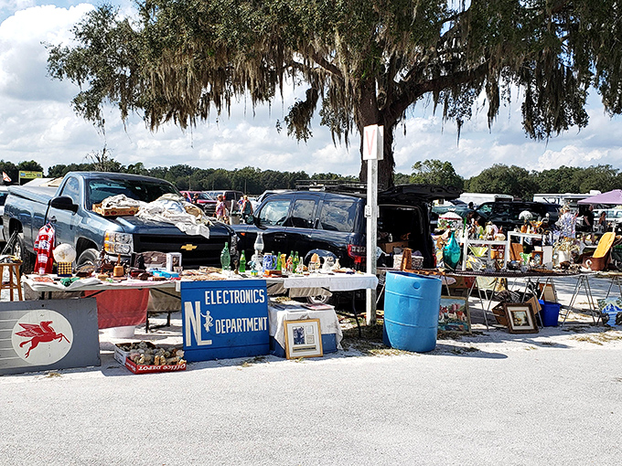 The universal language of haggling transcends generations as shoppers scan tables for that perfect something they didn't know they needed.
