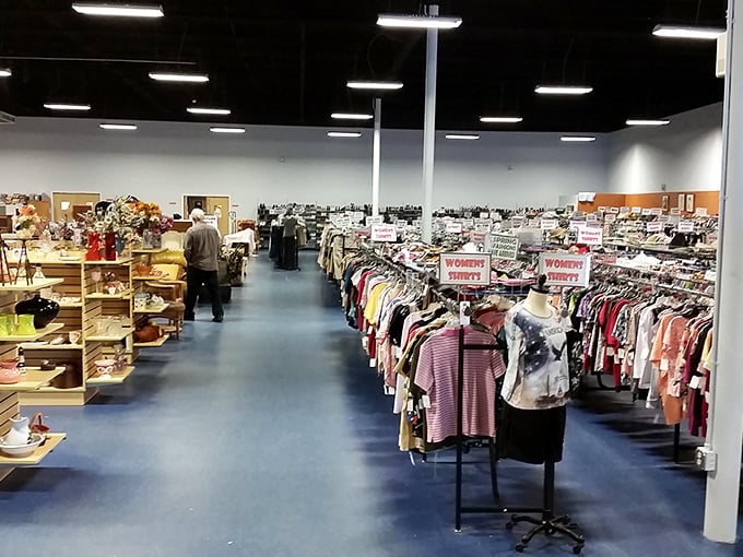 The promised land of pre-loved fashion stretches as far as the eye can see. Each rack holds someone's future favorite outfit.