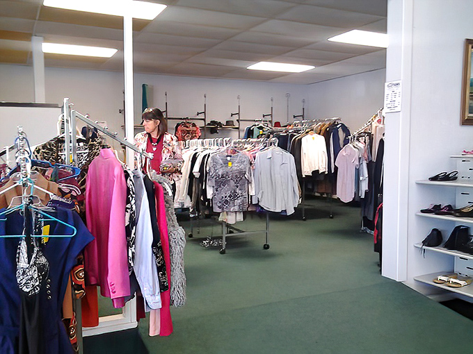 The clothing section: where fashion comes for its second act. Racks organized with care make finding your next favorite outfit surprisingly easy.