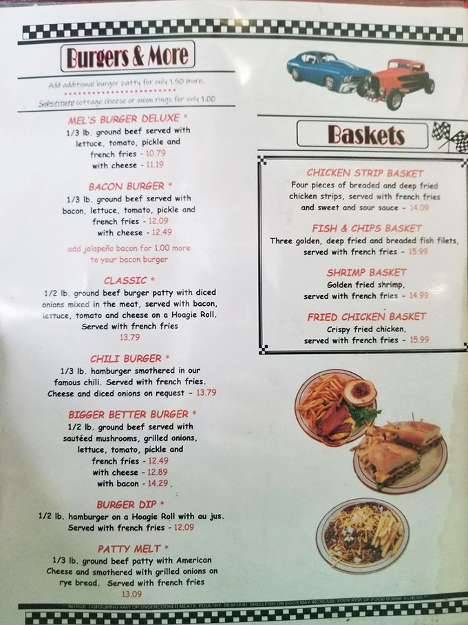 This menu isn't just food options &ndash; it's a roadmap to happiness. The Bigger Better Burger calls to you like an old friend.