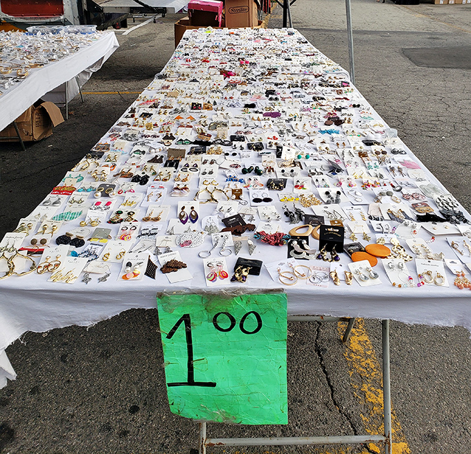 A sea of accessories where $1 can transform your outfit. Marie Kondo would have a panic attack, but your jewelry box will thank you.