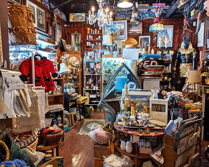 Every vendor's booth tells a different story. This one's practically screaming "I contain multitudes!" with treasures stacked from floor to ceiling.