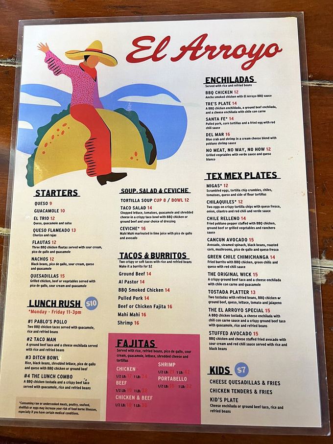 The menu reads like a love letter to Tex-Mex cuisine, with each description promising a flavor adventure worth embarking on.