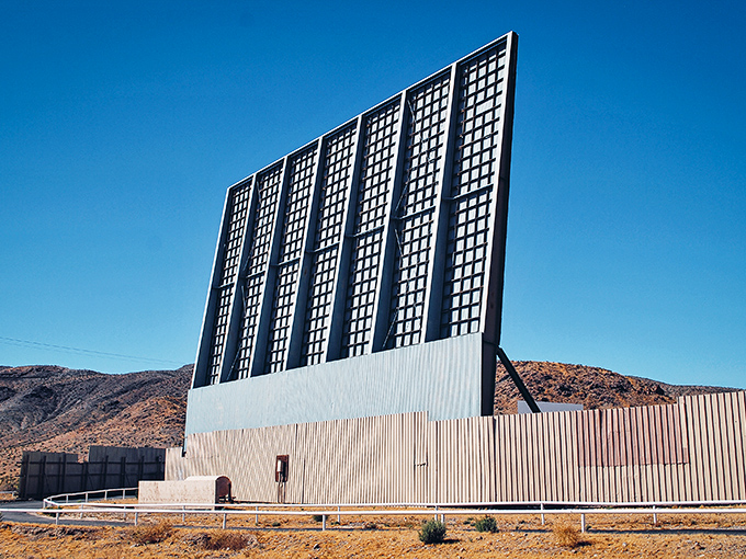 The engineering marvel behind the movies&mdash;this massive screen structure stands like a sentinel in the Mojave Desert.