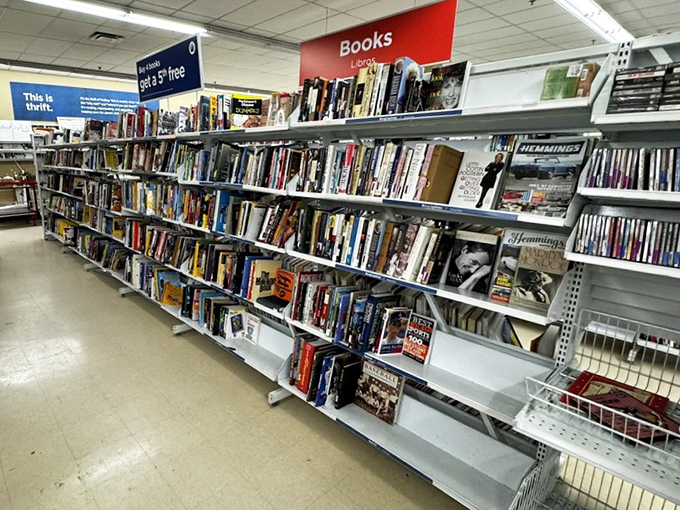 The book section: where literary dreams cost less than a latte. That dog-eared copy of "Eat, Pray, Love" might have already changed someone's life before changing yours.