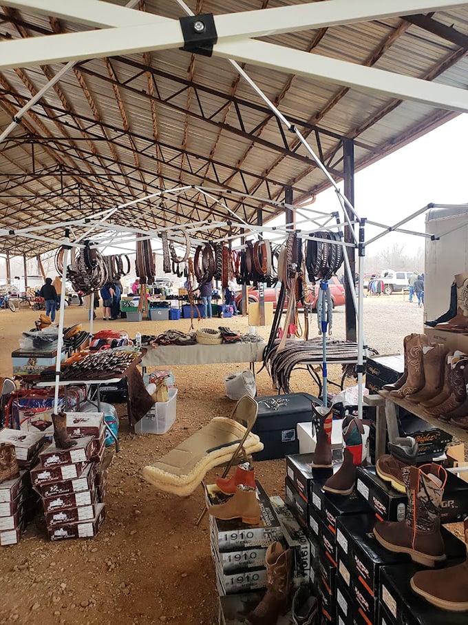 Boot heaven for cowboys and city slickers alike. Rows of leather beauties stand at attention, each with stories etched into their well-worn soles.