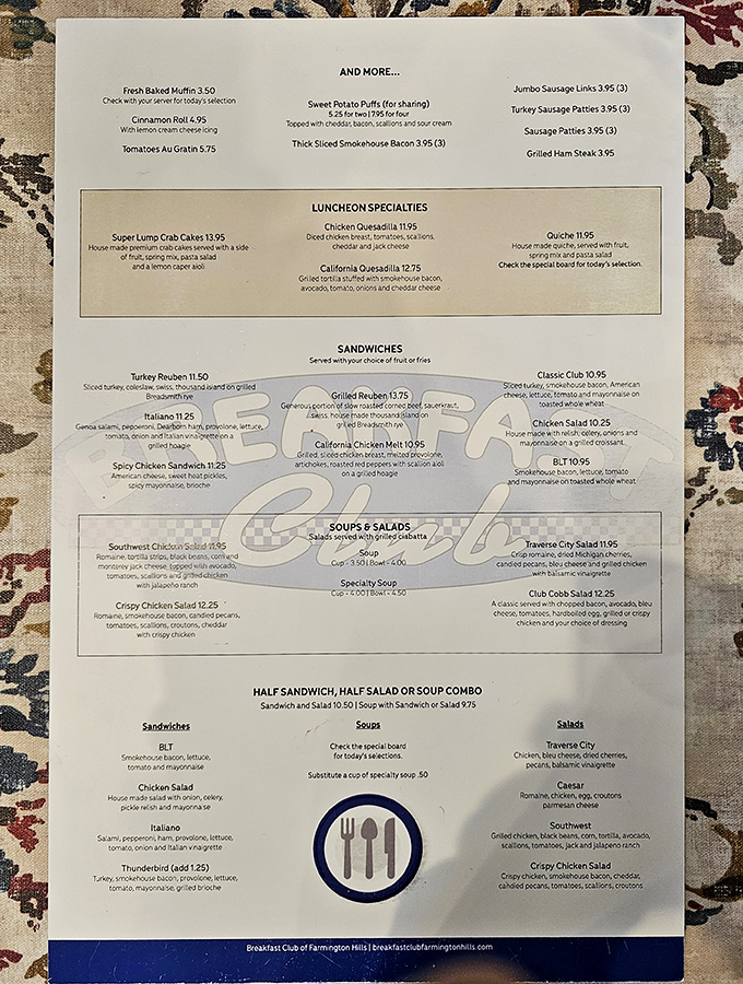 The menu reads like a love letter to breakfast enthusiasts&mdash;notice how the quesadillas get their own special highlighted section? That's not an accident, folks.