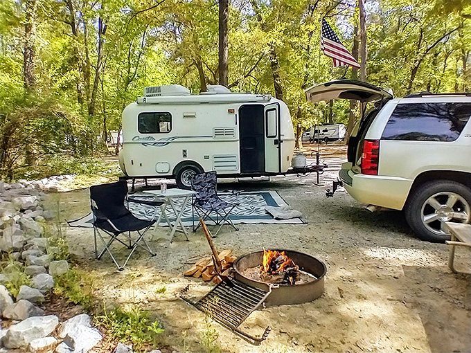 Camping nirvana: Where your biggest decision is whether to roast marshmallows or tell ghost stories first. Both are correct answers.