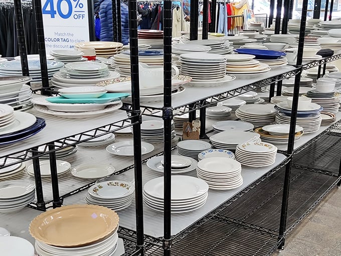 Dish paradise awaits! Each stack of plates tells a different story&mdash;like archeological layers of New York dining history waiting to furnish your next dinner party.