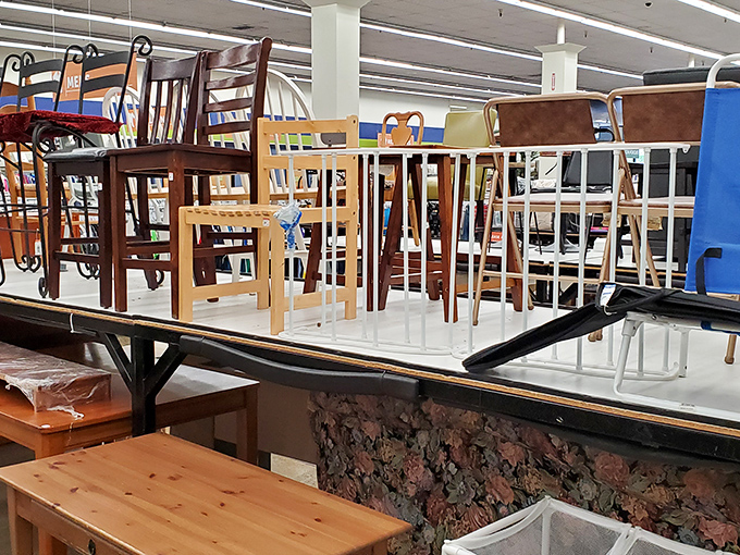 Chair-ish the moment! This furniture display showcases everything from dining sets to accent pieces, each with its own story to tell.