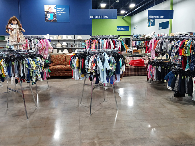 The children's section: where tiny vintage fashion dreams come true and parents' budgets breathe a sigh of relief.