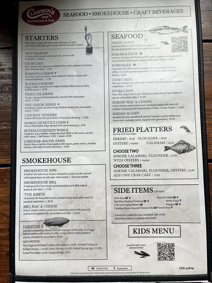 The menu reads like a love letter to coastal cuisine, with each description promising the kind of meal that creates lasting memories.