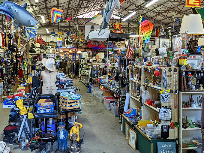 Step inside and prepare for sensory overload&mdash;inflatable dolphins swim through the air while vintage treasures create narrow pathways of possibility below.