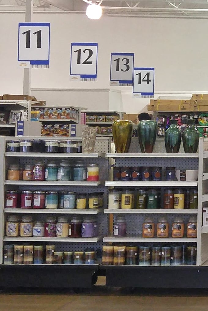 Row upon row of possibilities stretch endlessly, like a discount wonderland where every aisle holds potential gold.