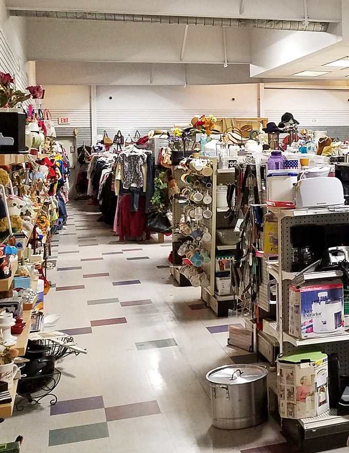 Organized chaos at its finest. Where else can you find holiday decorations, kitchenware, and that pasta maker you'll use exactly once?