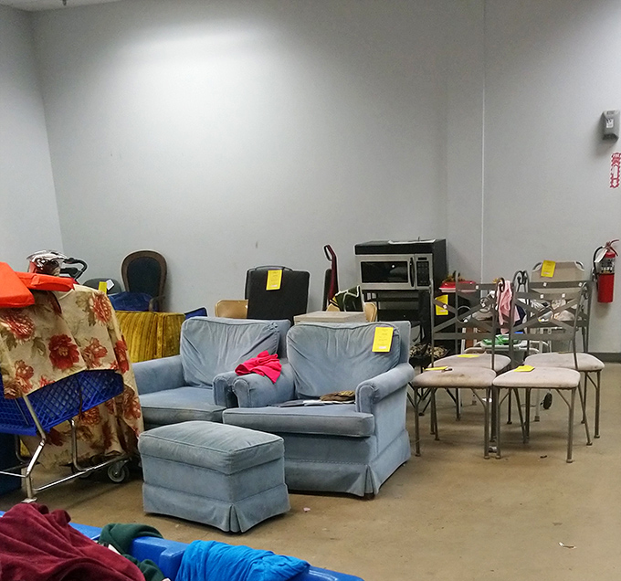 The furniture section operates on individual pricing rather than by-the-pound, but the deals remain staggeringly affordable compared to retail.