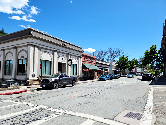 Dunsmuir's downtown storefronts maintain their early 20th-century character, a refreshing alternative to cookie-cutter strip malls plaguing modern America.