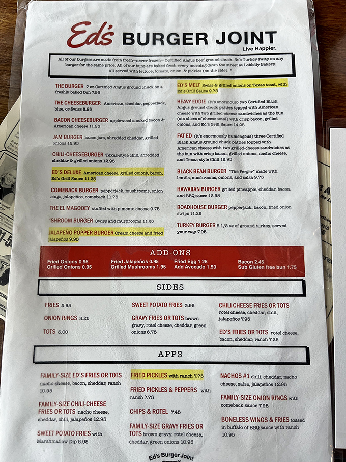 The menu reads like a love letter to burger enthusiasts &ndash; from the classic "The Burger" to the mountainous "Fat Ed" that requires a strategic eating plan.