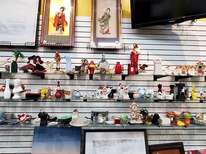 A miniature museum of nostalgic collectibles lines these shelves. Each figurine tells a story&mdash;the only question is which one's coming home with you.
