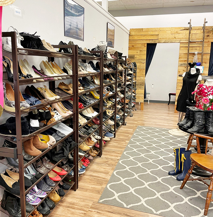 Cinderella had a fairy godmother; you have Worthwhile Thrift's shoe section. Find your glass slipper without the midnight deadline or royal budget.