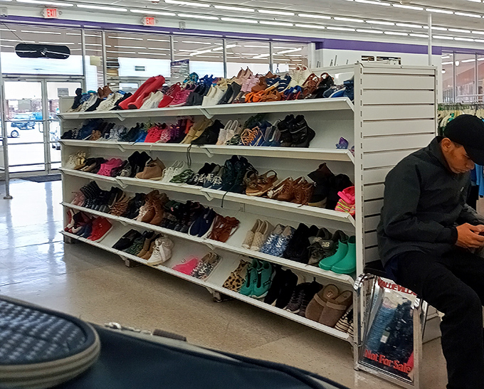 This footwear rainbow offers everything from practical flats to statement heels &ndash; someone's former fashion choices awaiting their second act.