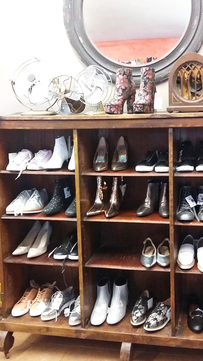 Not just shoes, but stories&mdash;each pair on these wooden shelves has walked a different path before finding its way to you.