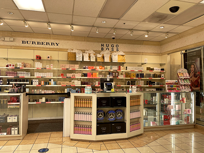 Perfume paradise awaits at the fragrance outlet, where luxury scents from Burberry and Hugo Boss won't leave your wallet smelling empty.