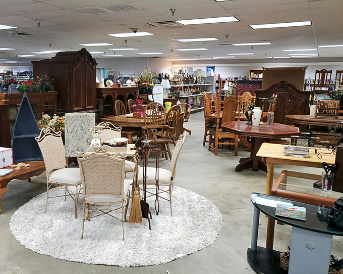 Furniture vignettes create little living rooms throughout the store, as if saying "Picture yourself reading here!" to passing shoppers.