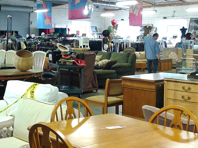 The furniture section resembles a living room museum, where every piece silently whispers stories of dinner parties and family game nights past.