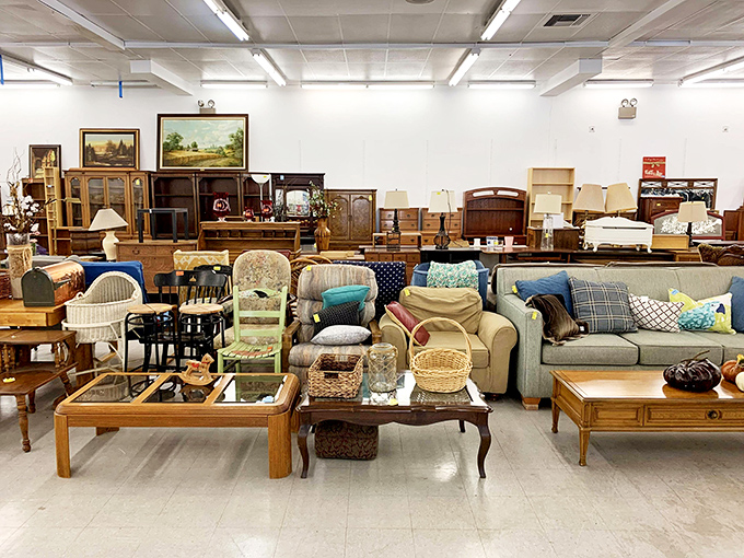The furniture section&mdash;where mid-century gems and comfy couches wait patiently for someone to recognize their potential and give them a second life.