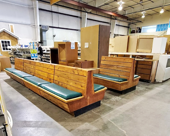 These vintage church pews aren't just seating—they're storytellers waiting for their second act in someone's creative home design.