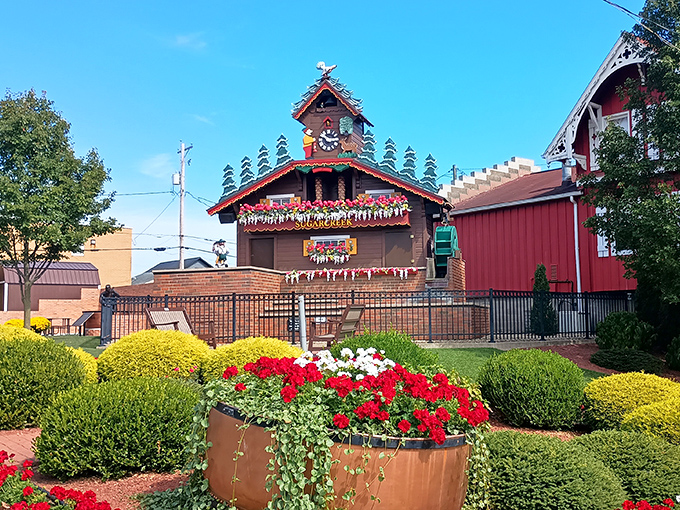 Nestled among manicured gardens, this oversized timepiece proves that sometimes the best attractions come in packages that are anything but small.