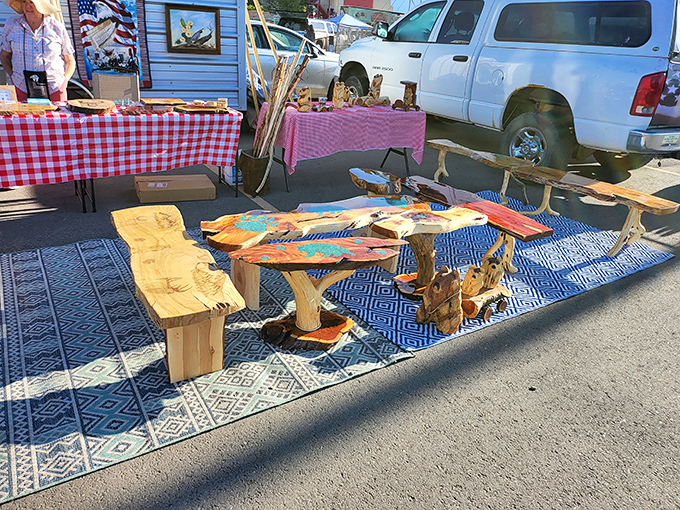 Nature meets craftsmanship in these rustic wooden creations. Someone's turning New Mexico's fallen trees into conversation pieces that would make Joanna Gaines swoon.