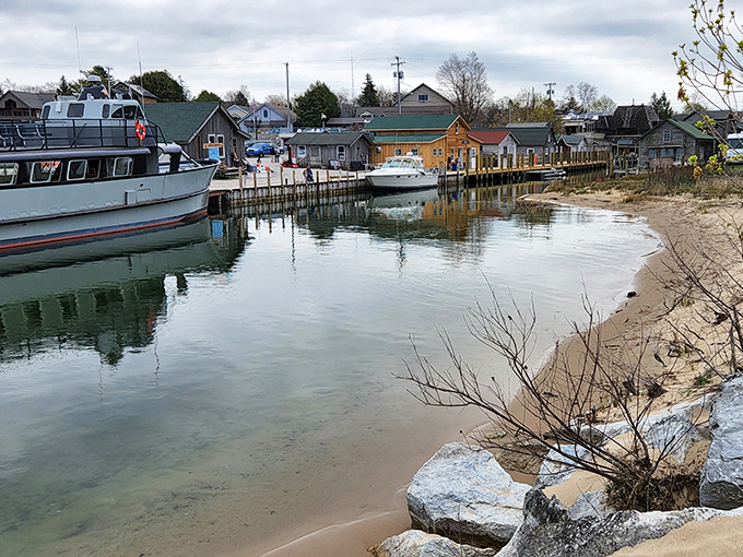 Harbor life moves at the perfect pace here, where weathered docks tell stories better than most novels. 