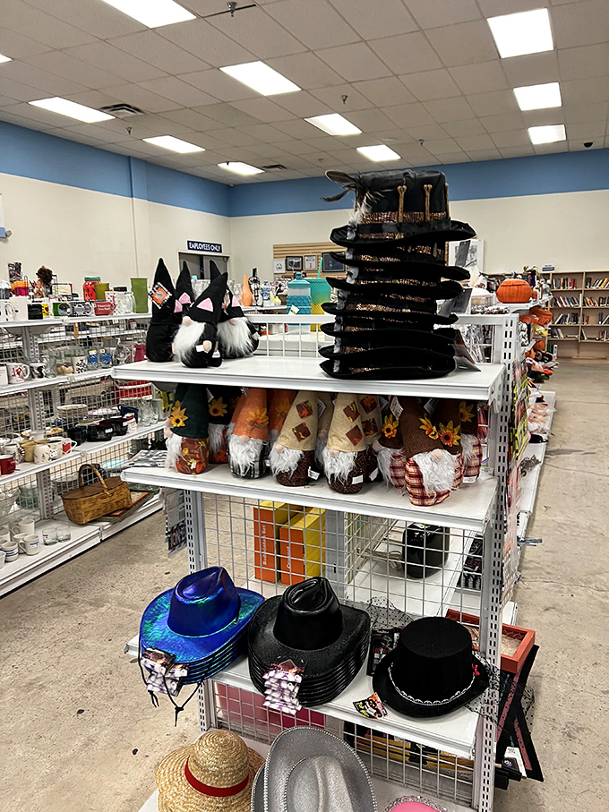 Halloween meets the Wild West in this hat display. Your next signature accessory is waiting to be discovered.