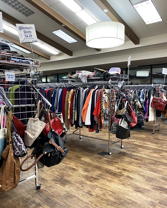Fashion archaeology at its finest. Each rack tells a different story, with handbags waiting patiently to be rediscovered and loved again.