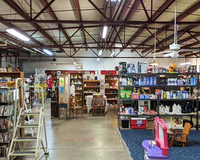 The indoor section stretches like a labyrinth of possibilities, where household goods and collectibles wait patiently for their second act.