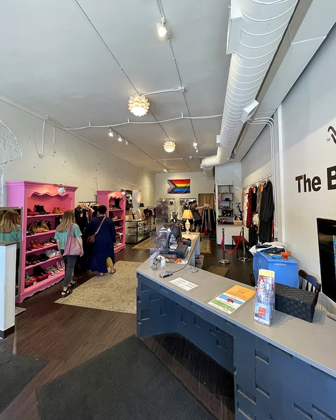 Bright pink shelving transforms ordinary shoes into must-have treasures. Even Marie Kondo would approve of this joyful display.