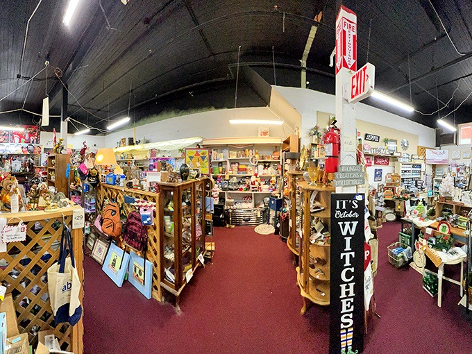 Step inside and the treasure hunt begins! Narrow pathways wind through displays that seem to defy spatial physics.